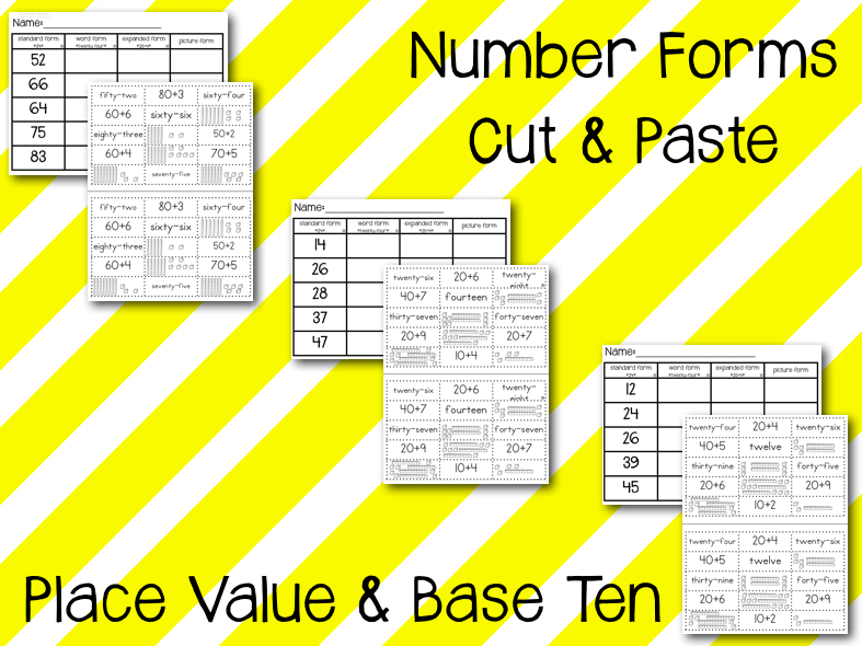 Updates! Number Forms / Number Words 1-10: Cut and Paste