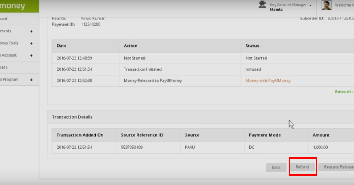 How to Refund Customer's Money with PayuMoney | Accounting Education