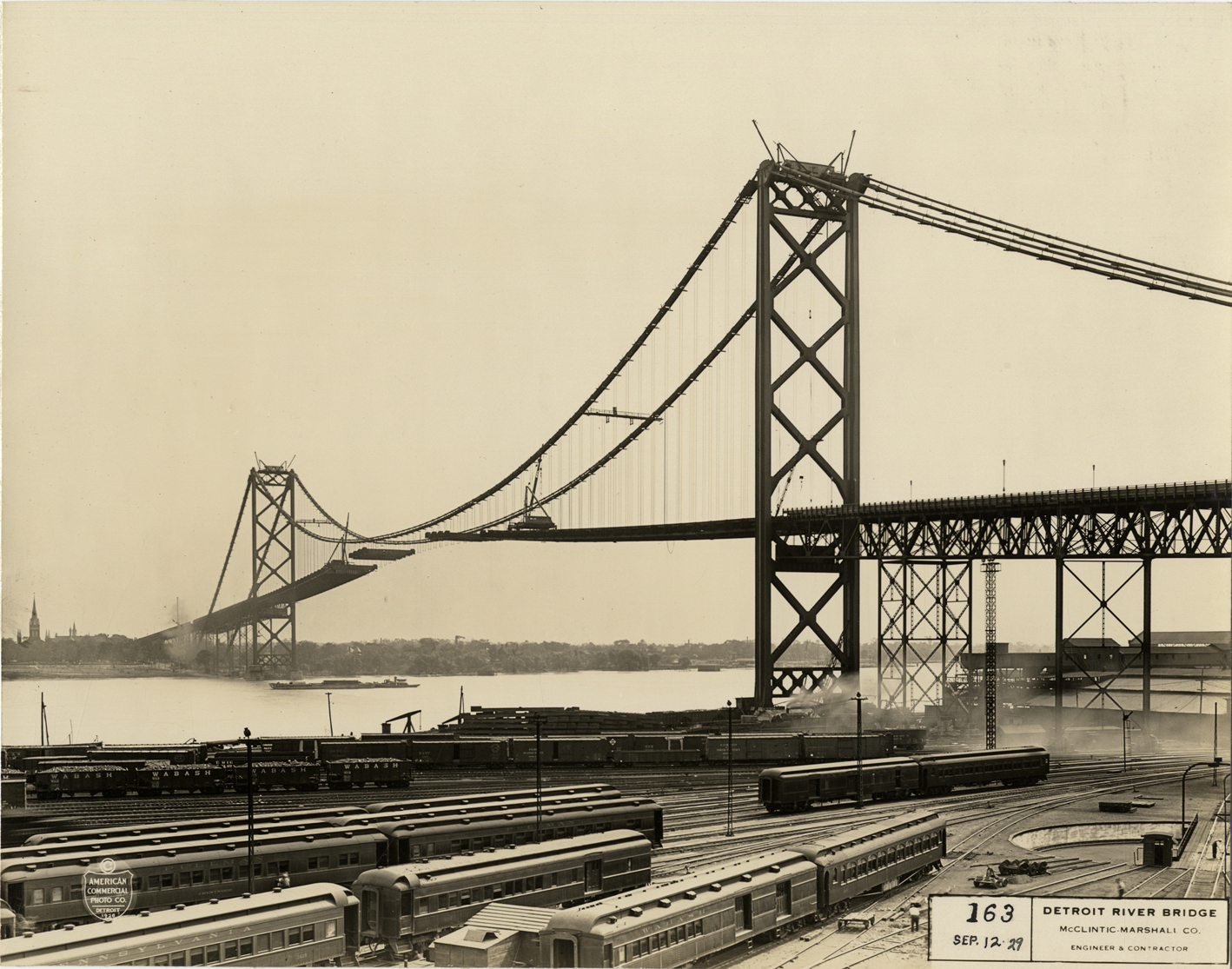 Industrial History: 1928 Ambassador Bridge over Detroit River at ...