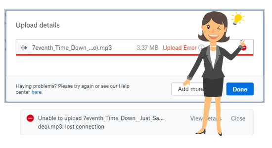 SOLVED: Upload error, unable to upload file: lost connection Dropbox