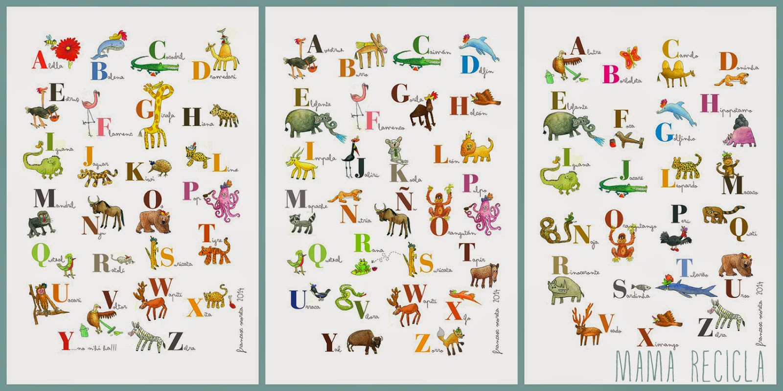 Mamà recicla: Abecedari d'animals / Abecedario de animales / Abecedário ...