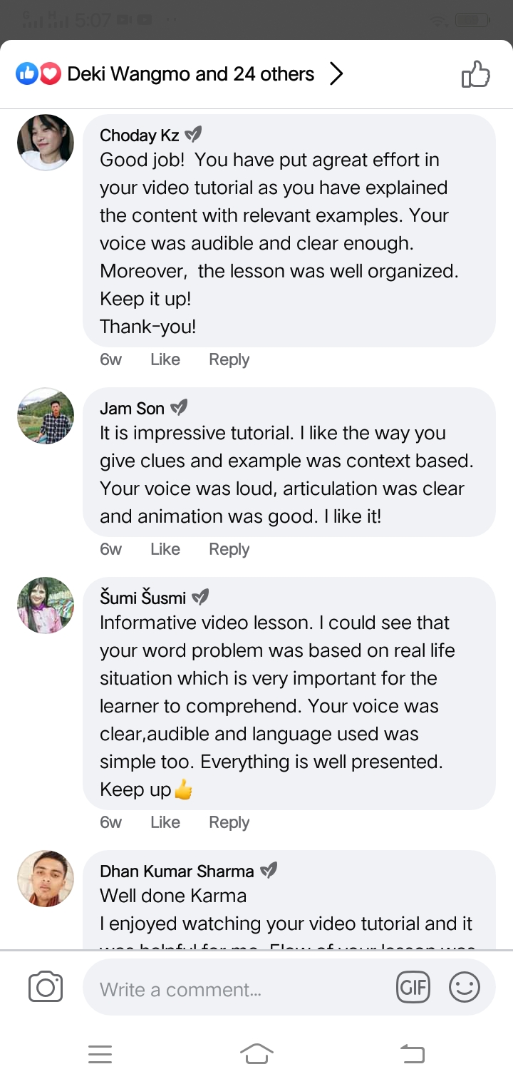 Teaching and learning through ict: Feedback on video tutorial