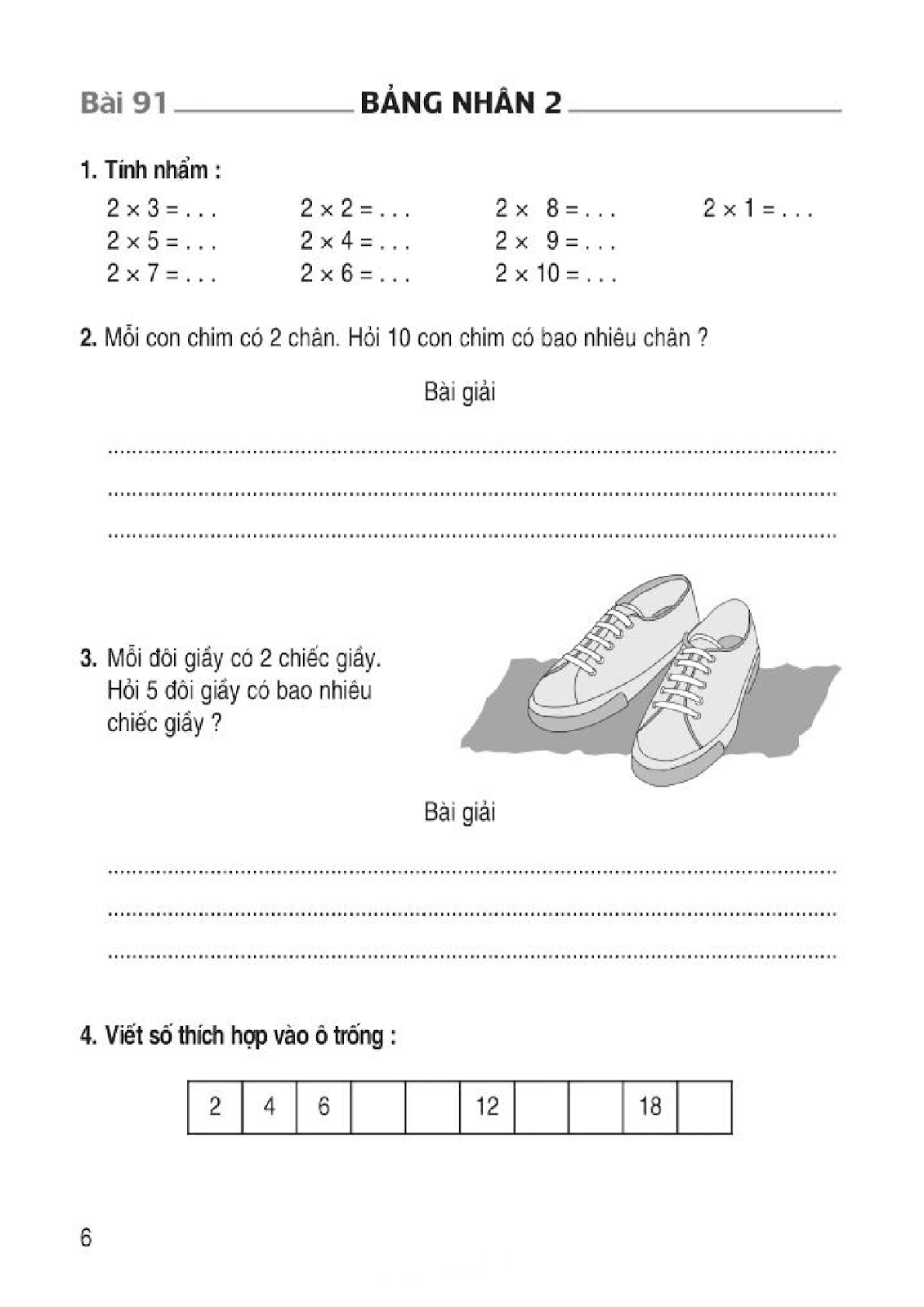 Bảng nhân 2 - Vở Bài Tập Toán Lớp 2 Tập 2 - Sách Lớp 2