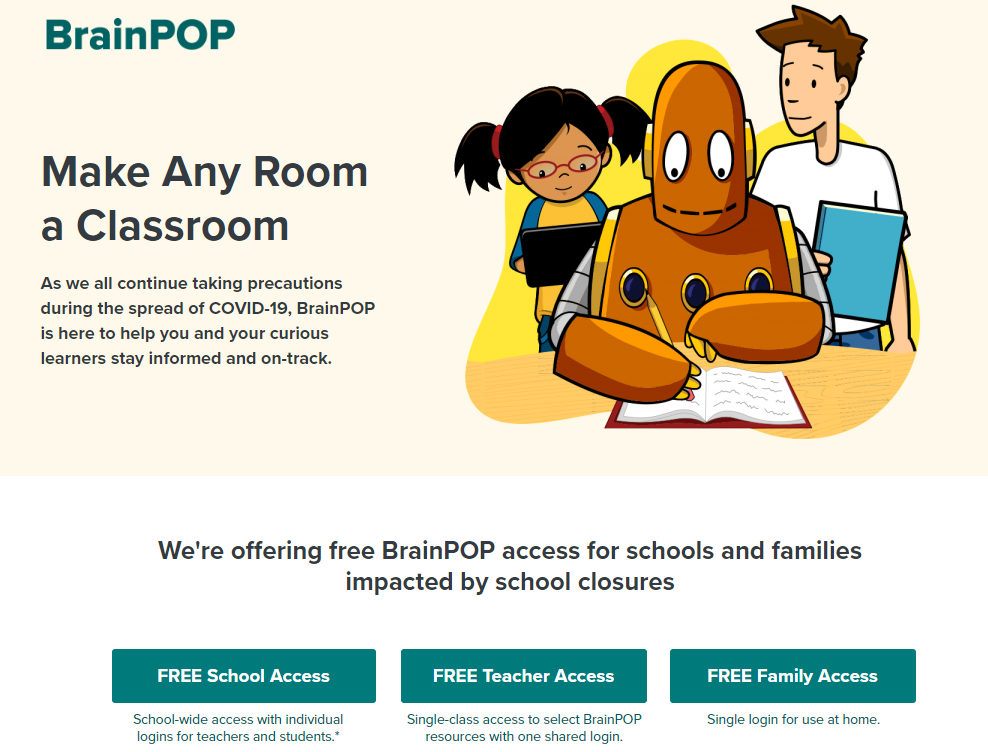 Think and Dream in English: FREE Brain POP : Make Any Room a Classroom