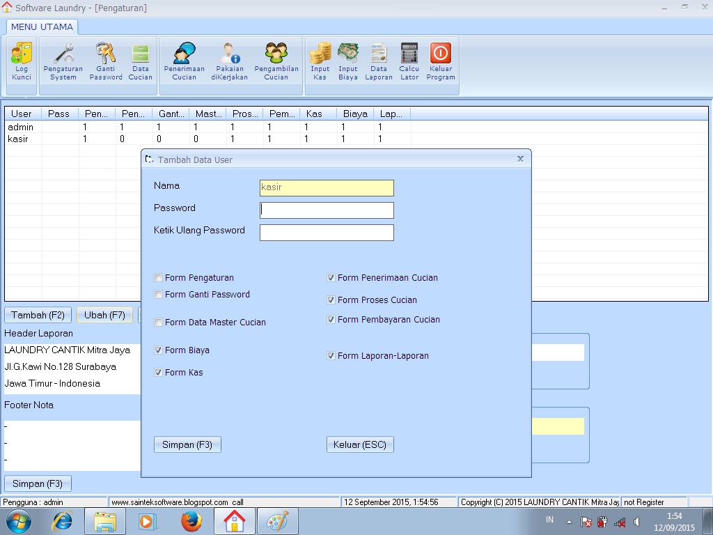 SOFTWARE MURAH UNLIMITED: APLIKASI LAUNDRY SEDERHANA