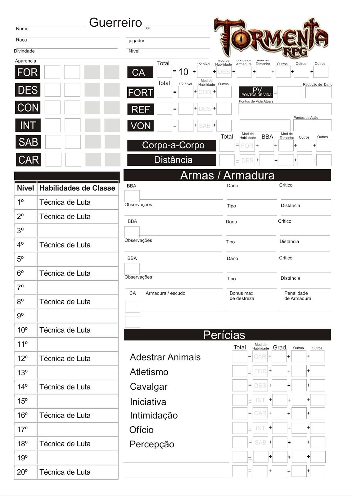 Knight of Hammer: Fichas de classe para tormenta RPG -Guerreiro