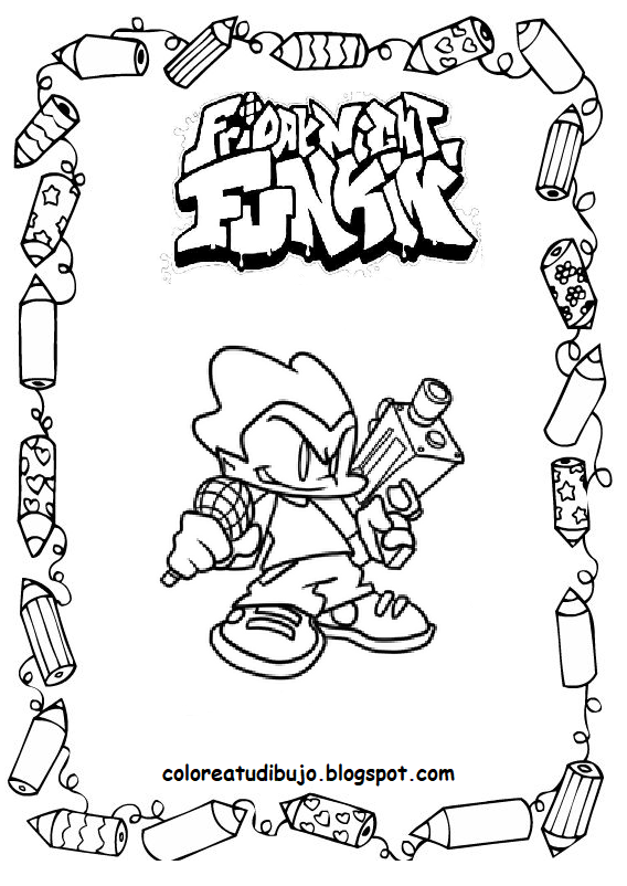 🎸PICO de Friday Night Funkin PARA colorear🎶 - COLOREA TUS DIBUJOS