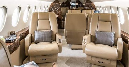 The Falcon 2000LX has one of the largest cabins in the heavy jet category.