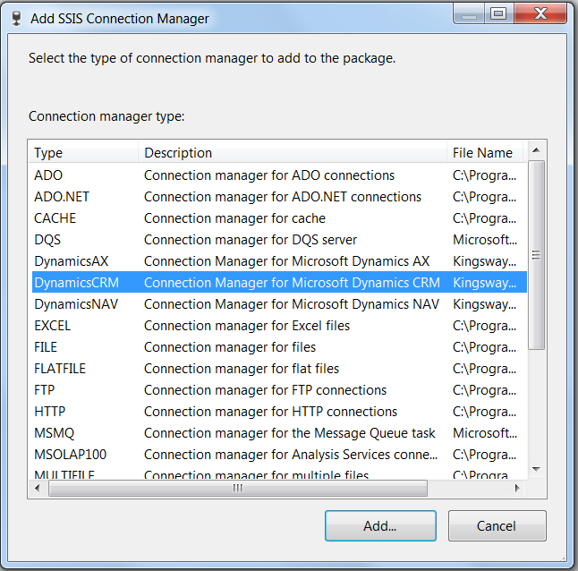 Akshaya Mashankar: SSIS & MS Dynamics CRM using Kingsway