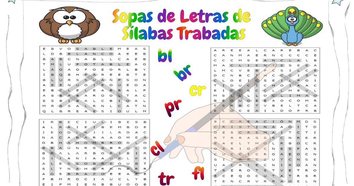 Sopas de Letras de Palabras con Sílabas Trabadas - AULA VIRTUAL PRIMARIA