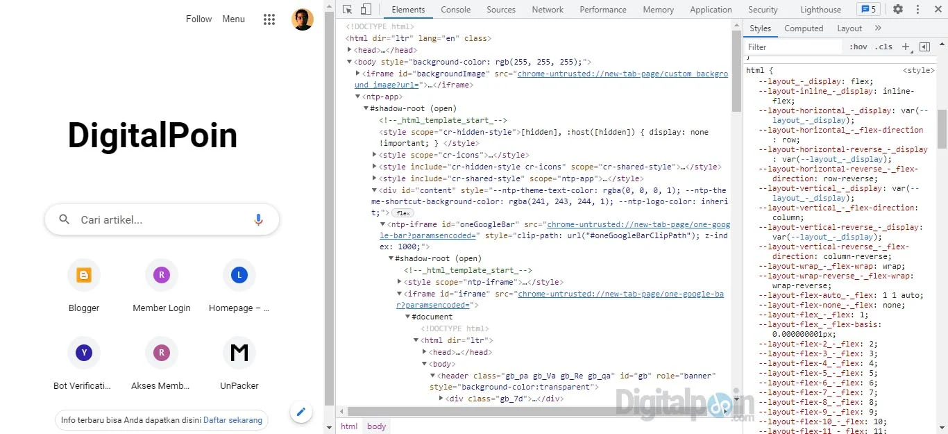 Menonaktifkan Fungsi Inspect Element Blog | Digital Poin
