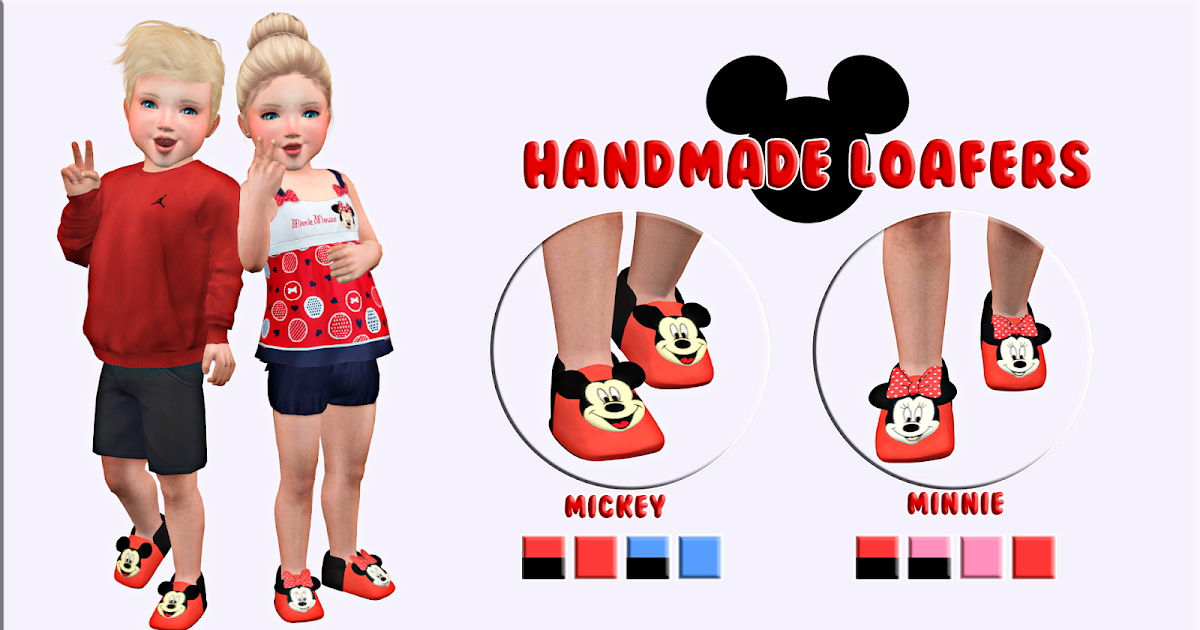 The Sims 4 mody do gry: Ręcznie robione mokasyny Mickey i Minnie od ...