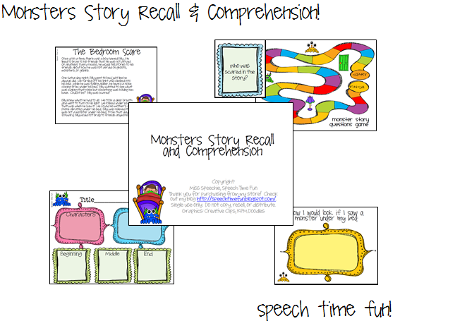 Monsters Story Recall & Comprehension - Speech Time Fun: Speech and ...