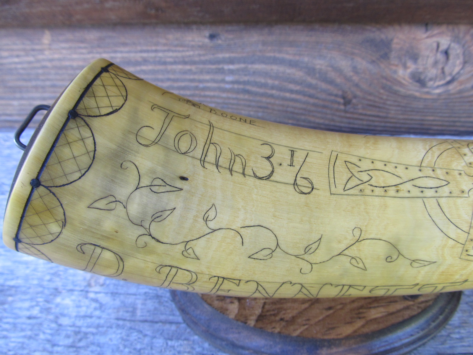 Contemporary Makers: Engraved Powder Horn by Clinton E. Byers