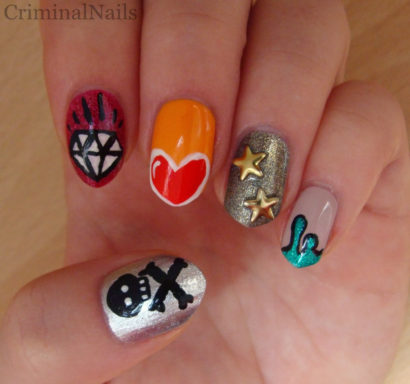 Criminal Nails: Mish Mash Challenge - Faux stone. Diamond mix & match.
