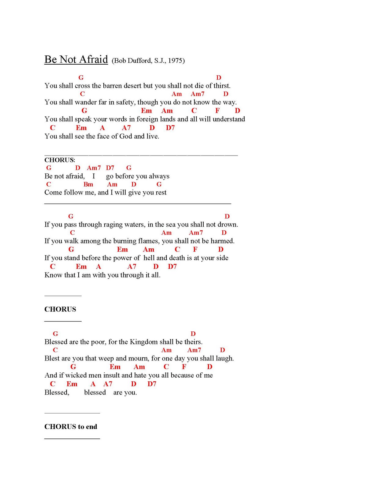 Guitar Song Book: Be Not Afraid