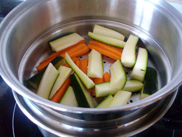 de sucre i sal: espaguetti con verduras y salmon ahumado