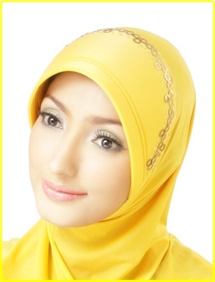 Model jilbab terbaru warna modern kuning