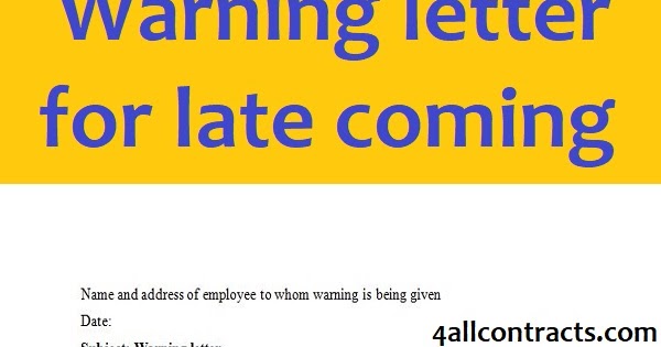 Warning letter for late coming to work - doc and pdf | Sample contracts