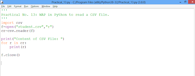 Tgtpgtcs Practical No 13 Wap In Python To Read A Csv Filetgt Pgt Cs Tgt Pgt Computer
