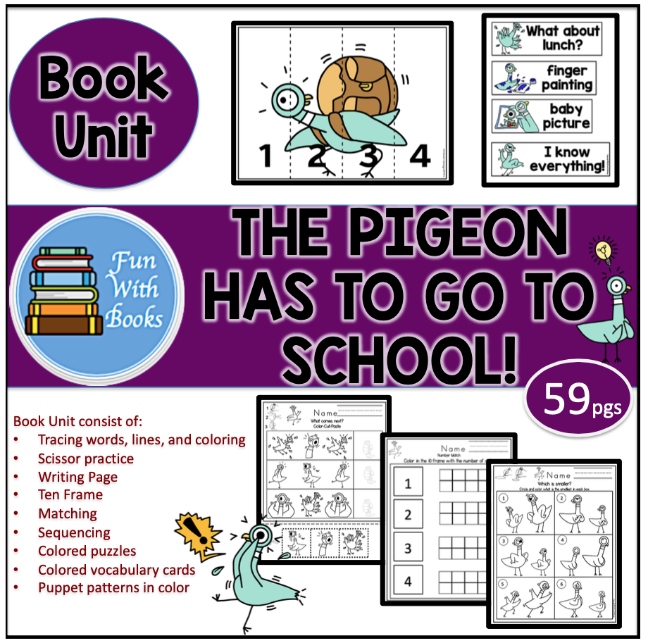 THE PIGEON HAS TO GO TO SCHOOL! BOOK UNIT ~ Book Units by Lynn