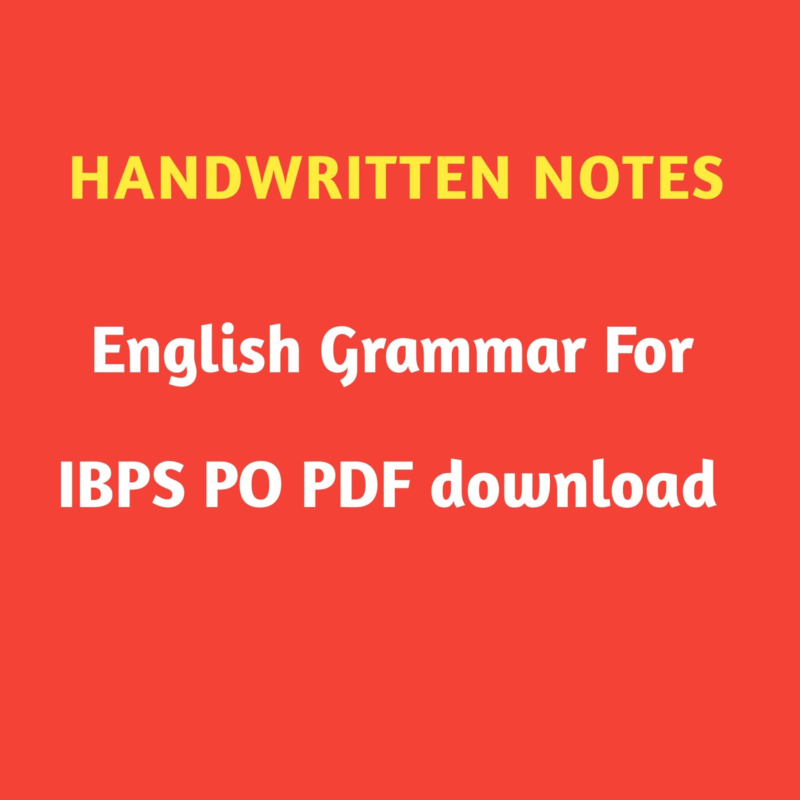 JNANASELE: Handwritten Notes English Grammar For IBPS PO PDF Download