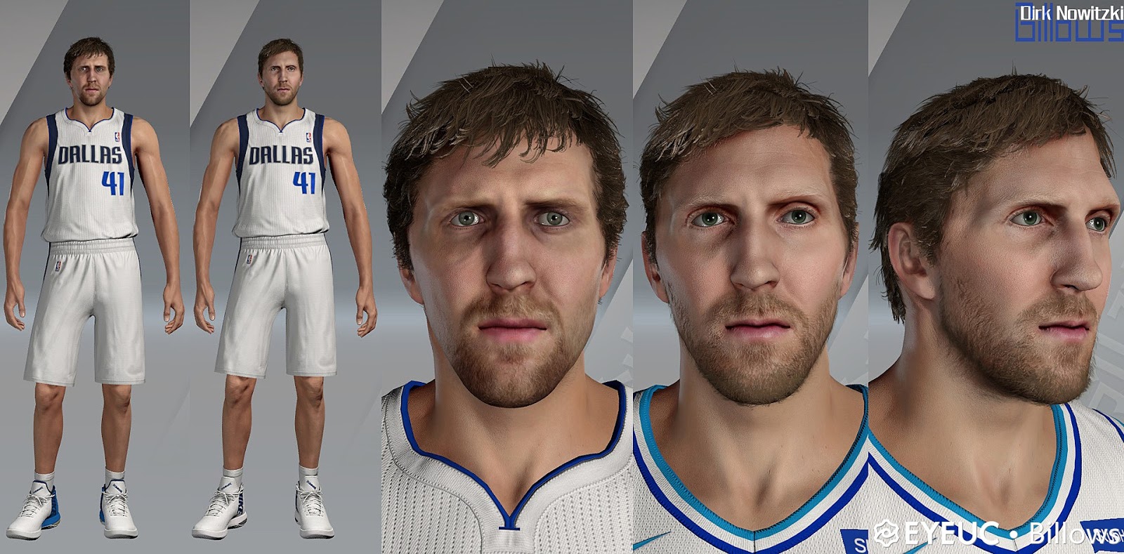 Dirk Nowitzki Cyberface, Hair and Body Model By Billows [FOR 2K20]