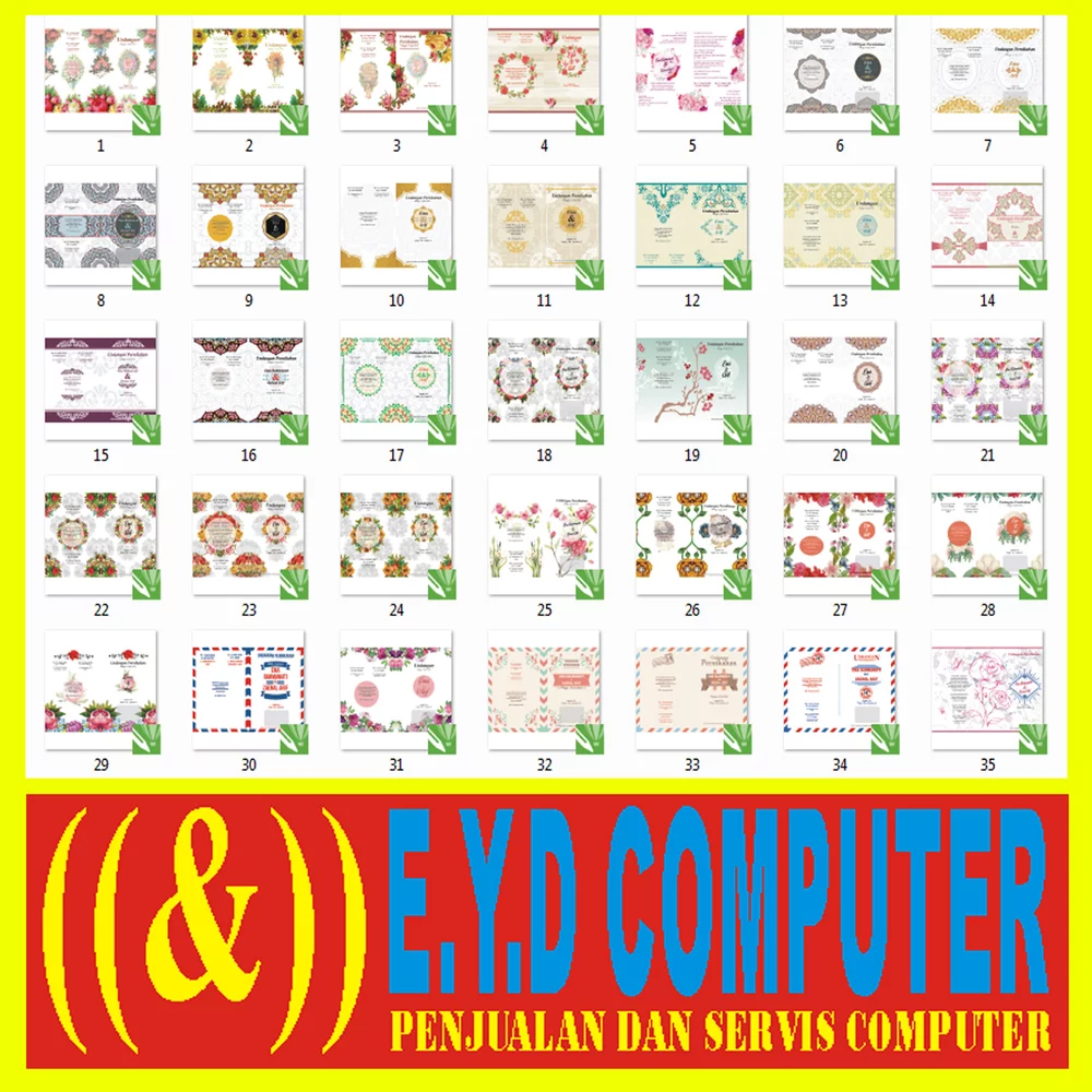 DESAIN UNDANGAN FLOWER KOLEKSI TEMPLATE DESIGN GRAFIS MOTIF BUNGA USAHA ...