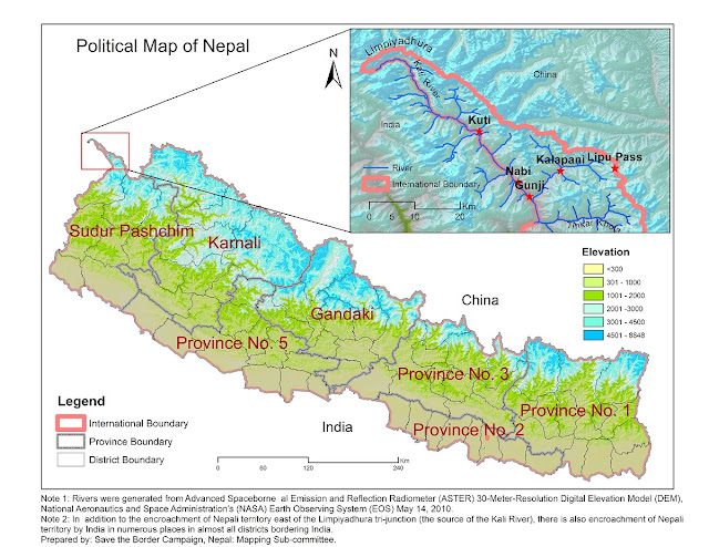New Political Map of Nepal including Kalapani,Lipulek and Limpiadhura