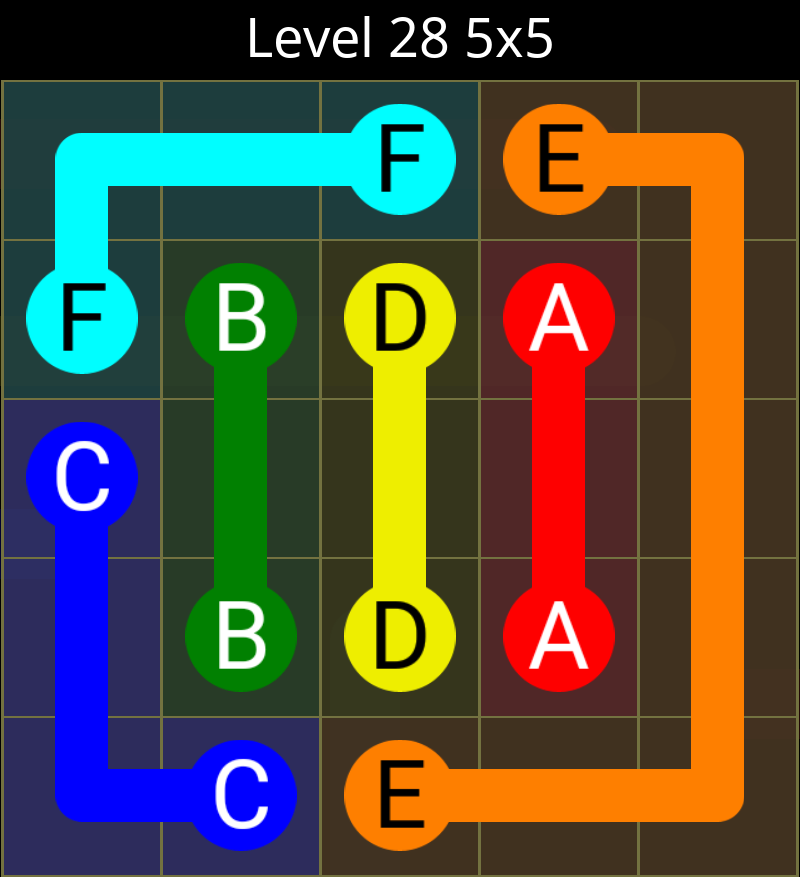 Puzzle Game Solutions: FLOW : KIDS PACK : LEVELS 1 - 30 : 5x5 PUZZLES