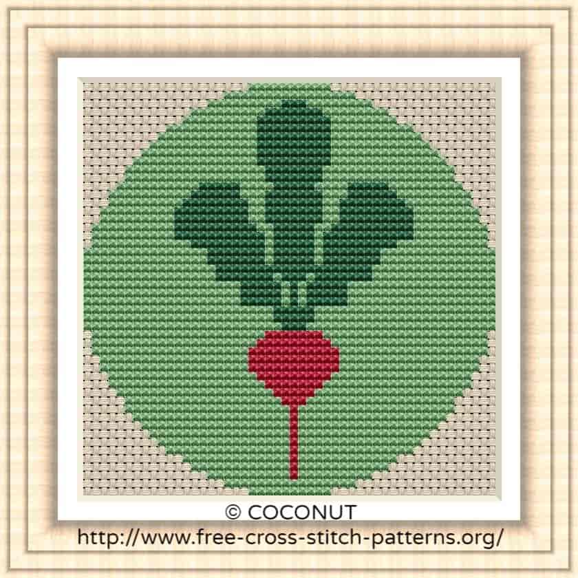 RADISH VEGETABLE ICON, FREE AND EASY PRINTABLE CROSS STITCH PATTERN ...