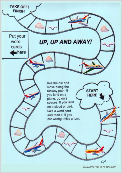 RSBF: "Up, Up and Away" printable game board for Word Cards