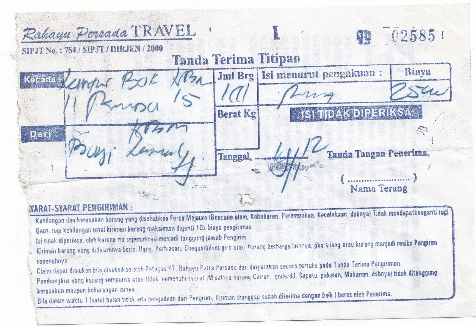 Surat tanda bukti pengiriman. | Velg Motor Murah