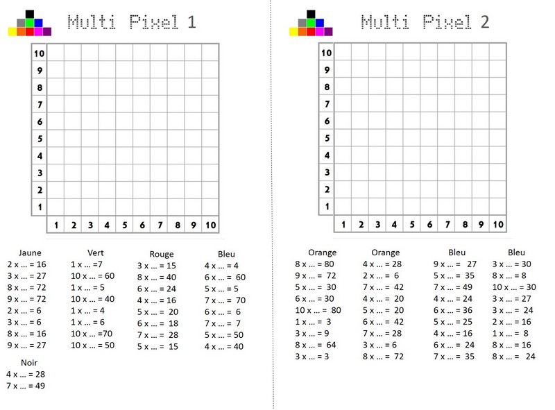 Multi Pixels permet de manipuler les tables de multiplication mais ...