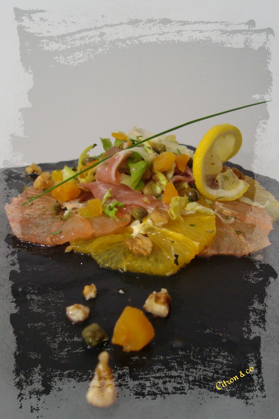 Citron & co: CARPACCIO DE PAMPLEMOUSSE ET D’ORANGE, SAUCE AGRUMES