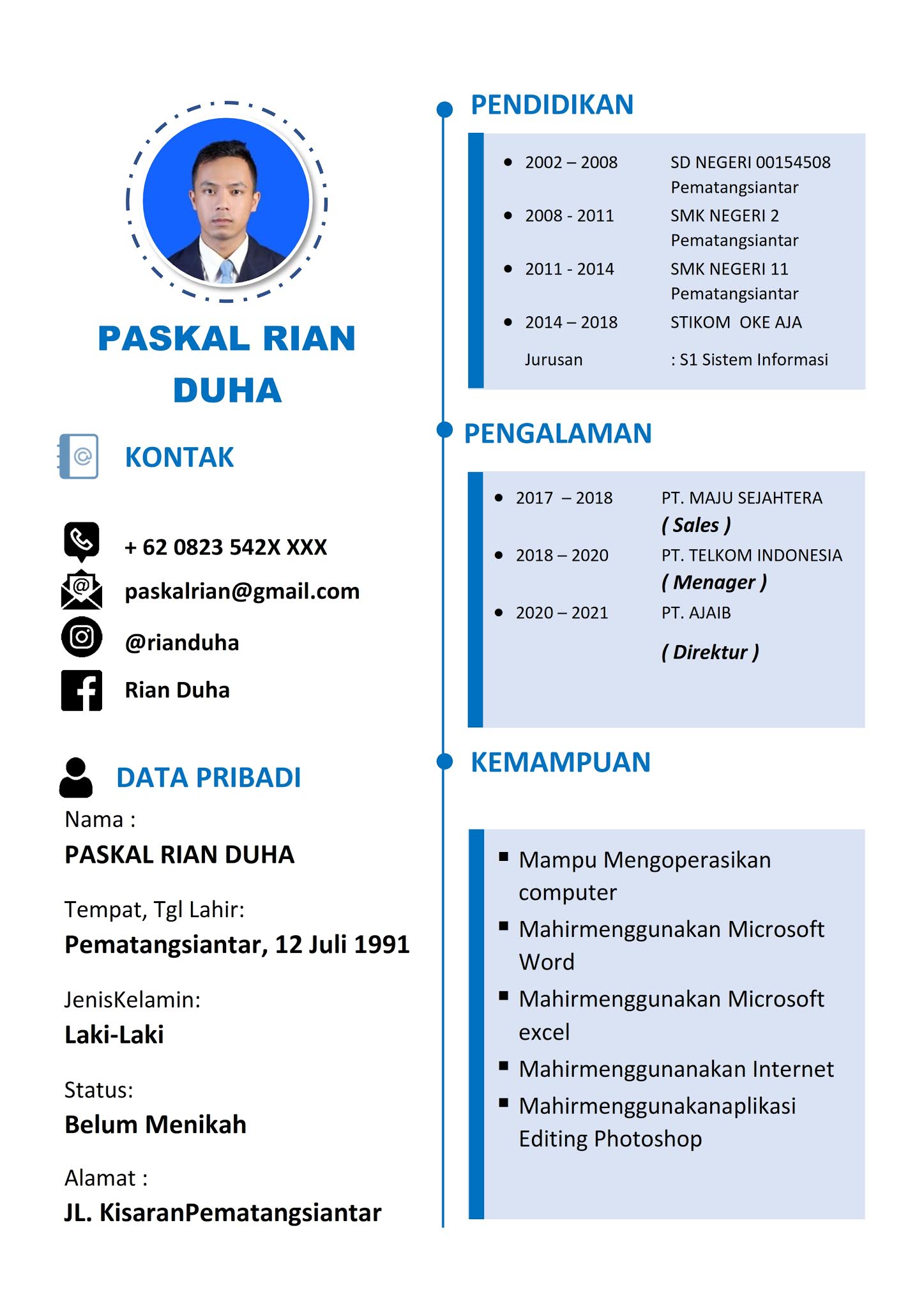 CV Lamaran Kerja Simpel dan Unik, Download Gratis Edit di Ms Word ...