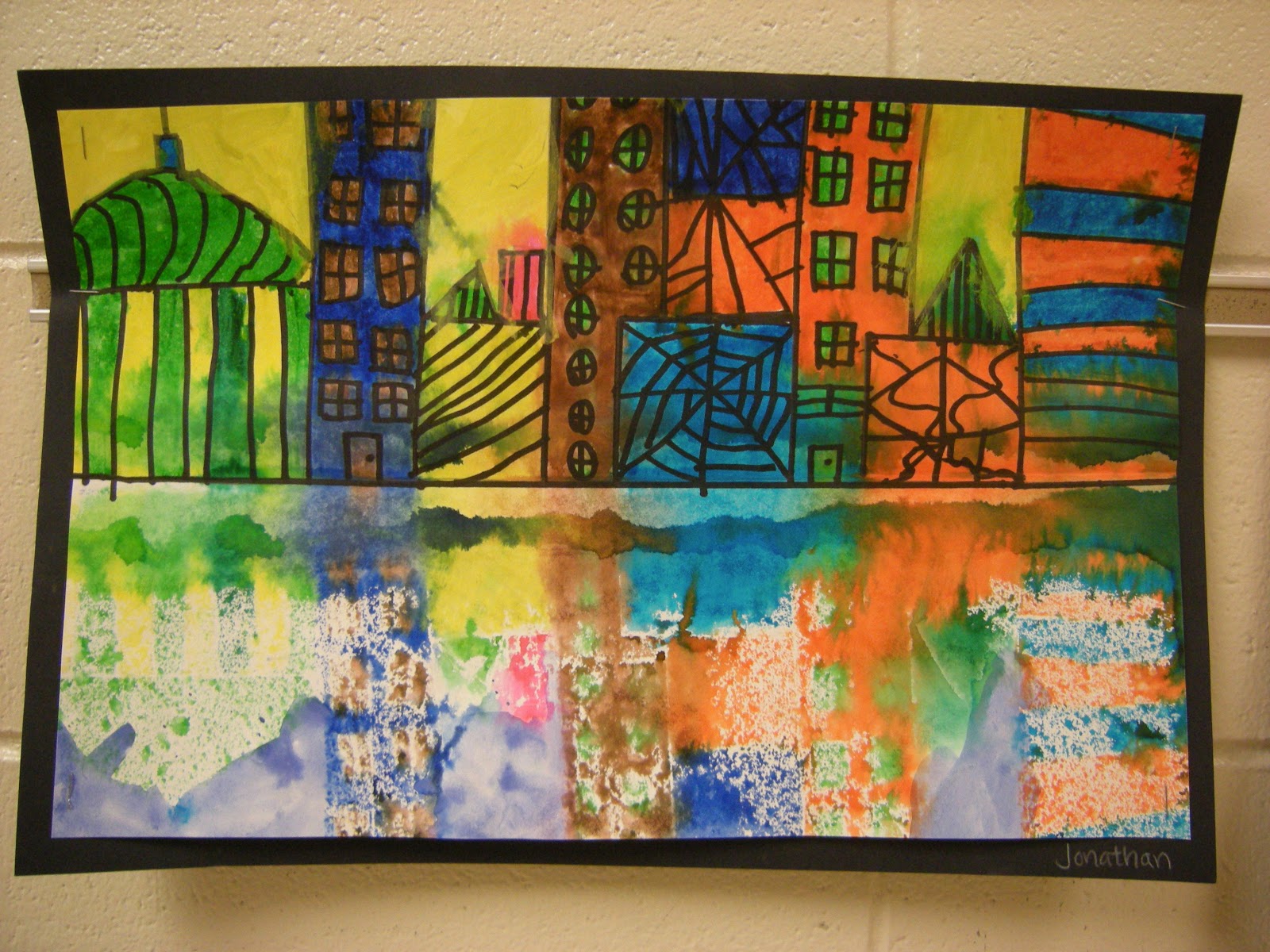 WHAT'S HAPPENING IN THE ART ROOM??: 2nd Grade Cityscape Reflections
