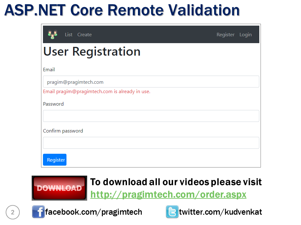 Sql Server Net And C Video Tutorial Aspnet Core Remote Validation Slides