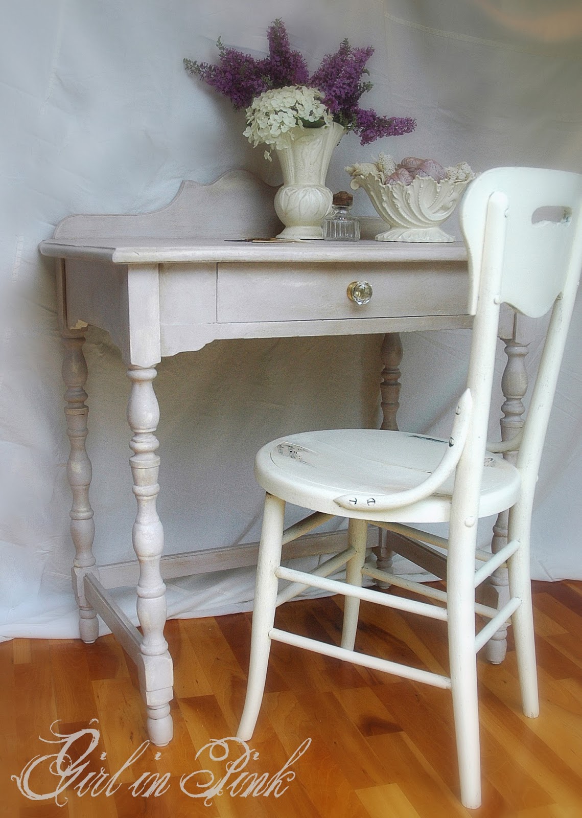 Girl in Pink: Petite Lavender Desk & Missing Veneer Fix