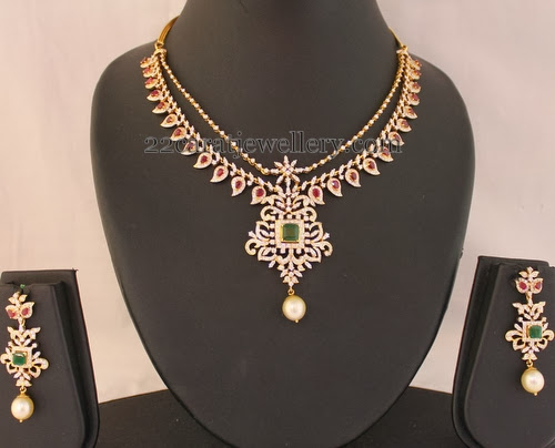 Mesmerizing Mango Diamond Necklace - Jewellery Designs