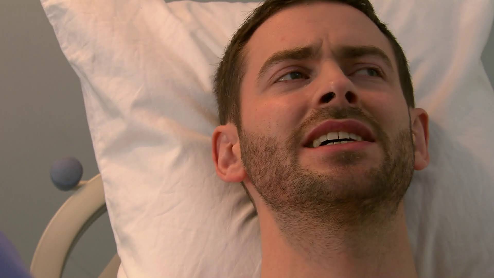 Hollyoaks : Cameron Moore Shirtless Being Seen To by Celine