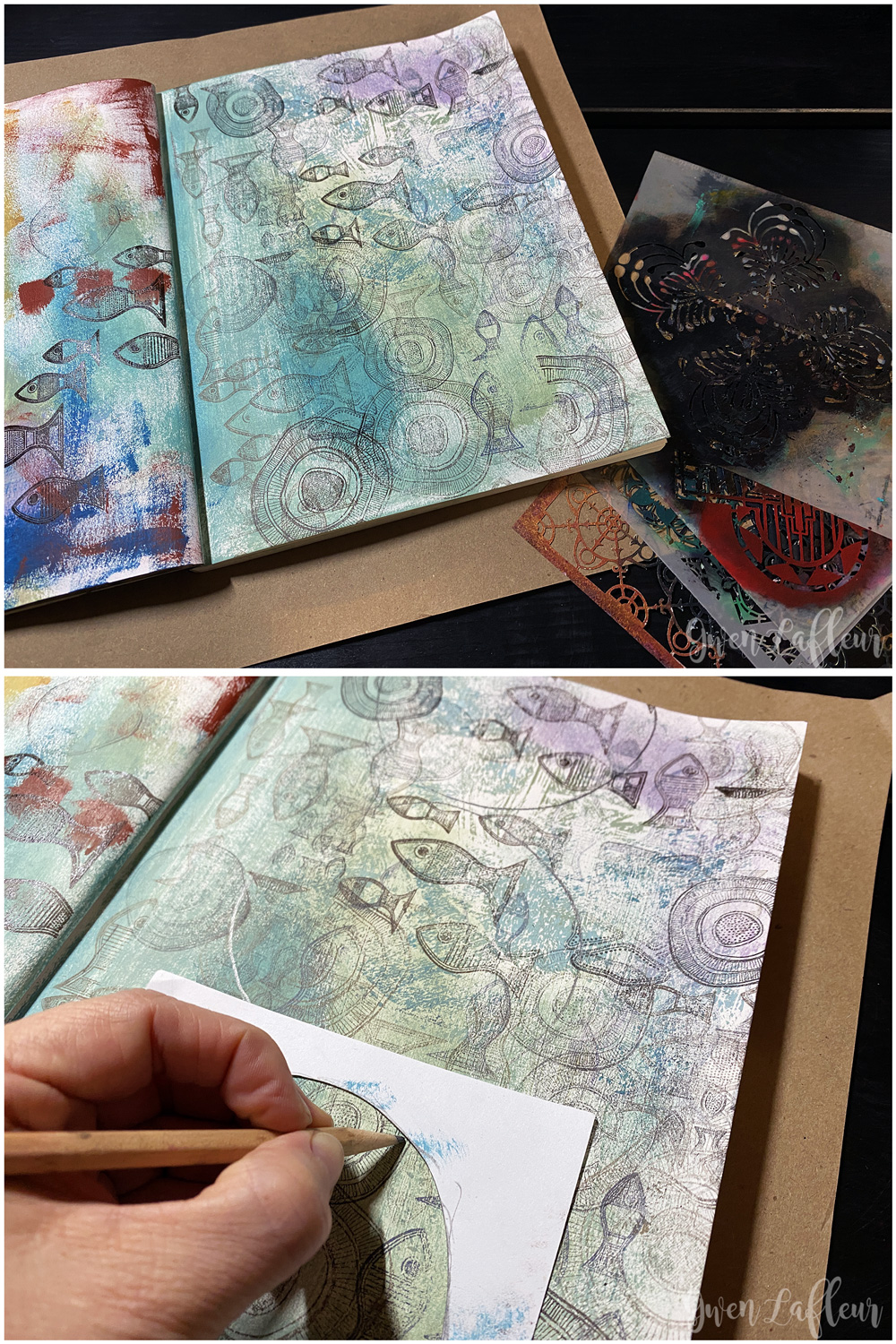 StencilGirl Talk: Art Journaling on Clean-Up Paper