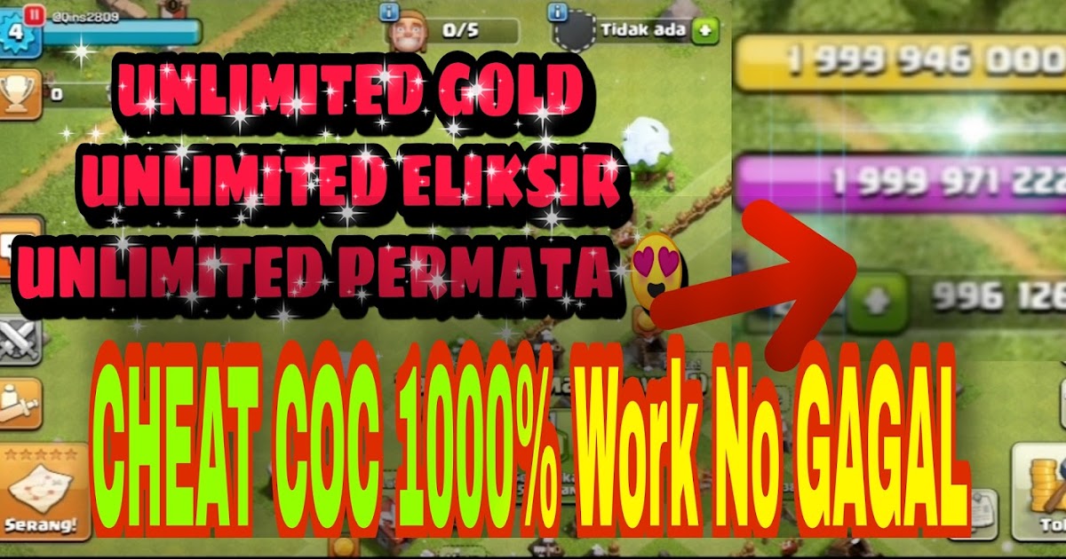 CARA CHEAT COC UNLIMITED GOLD ELIKSIR DAN GEMS
