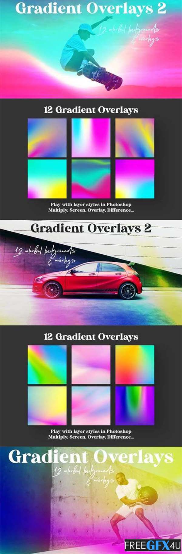12 Color Gradient Overlays Vol.2 Free Download - Photoshopresource