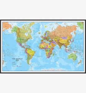 Large Framed World Map - Table Frame