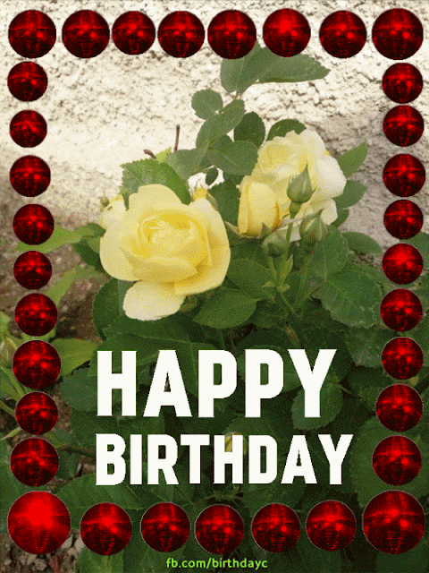 Yellow rose, birthday gif - HBDAY.ART