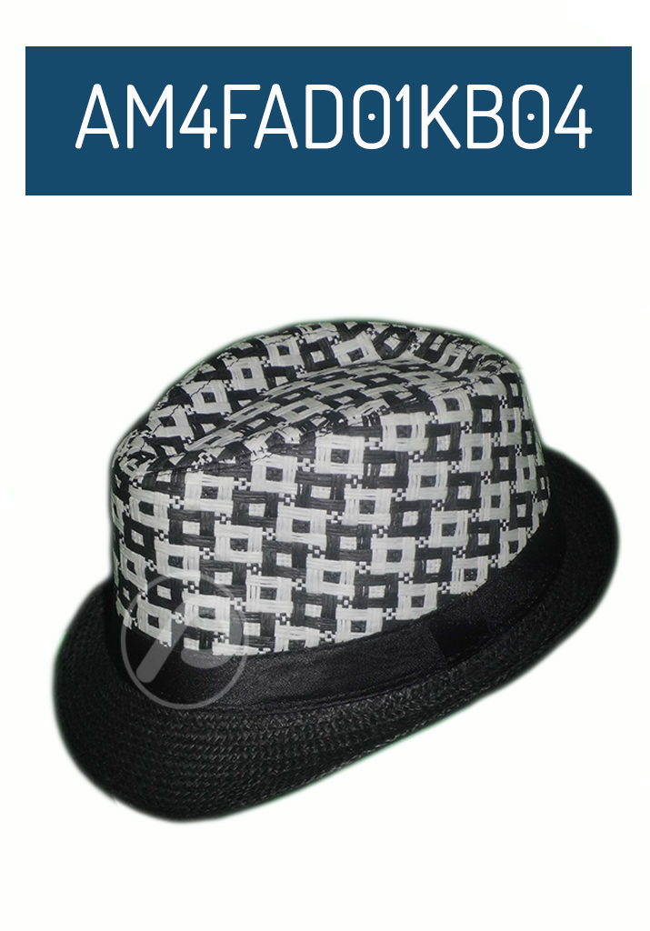 Topi Fedora Jerami Hitam & Putih Kotak AM4FAD01KB04 - Grosir dan Eceran ...