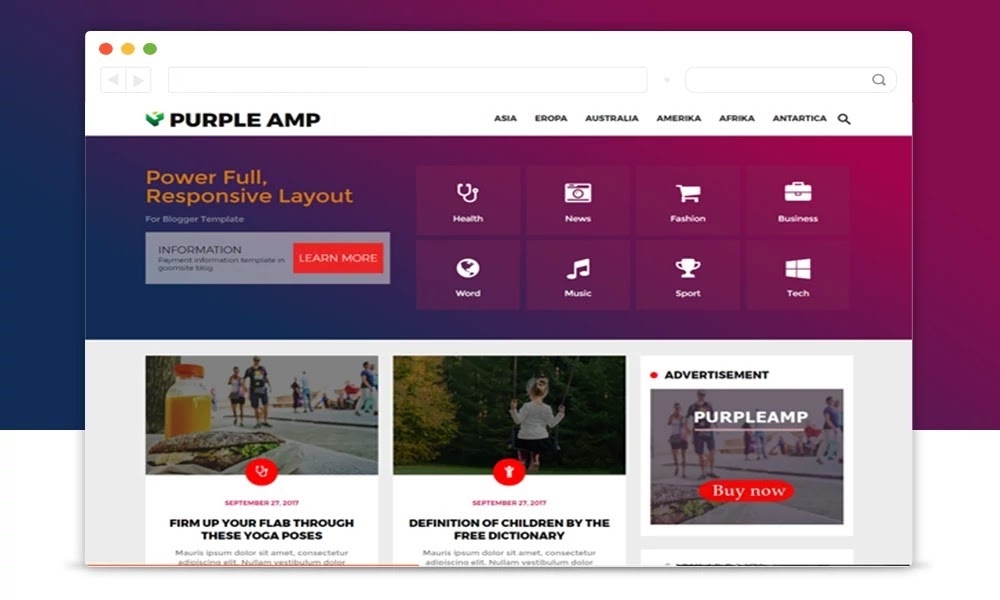 Purple AMP Blogger Template
