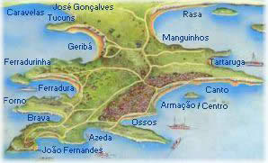Playas de Brasil: Playas de Buzios. Mapa.