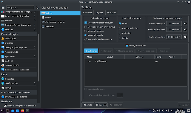 Configurar layout de teclado ABNT2 no KDE Plasma